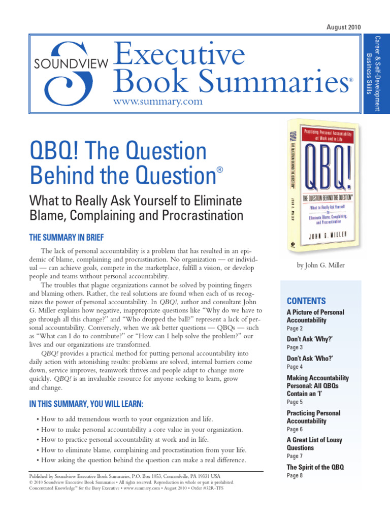 QBQ The Question Behind The Question | PDF | Thought
