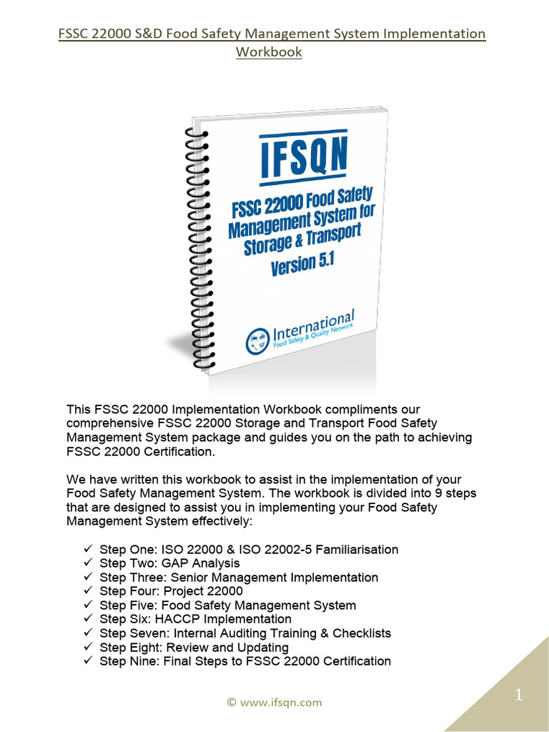 FSSC 22000 S&D FSMS Implementation Workbook V5.1 Sample | PDF | Food Safety | Hazard Analysis ...