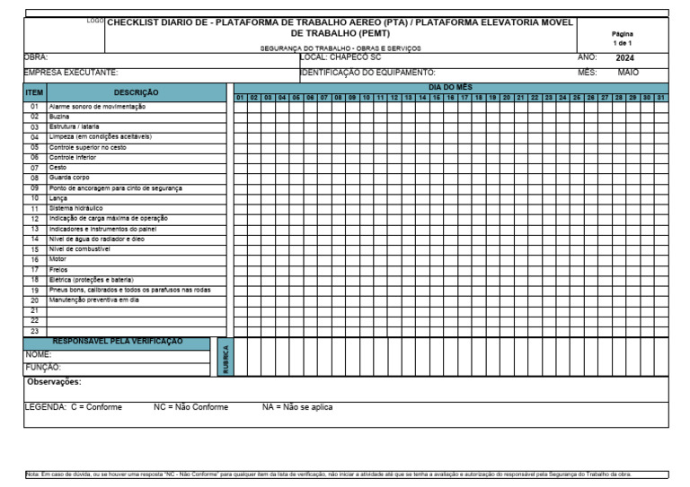 Checklist - (Pta) e (Pemt) | PDF