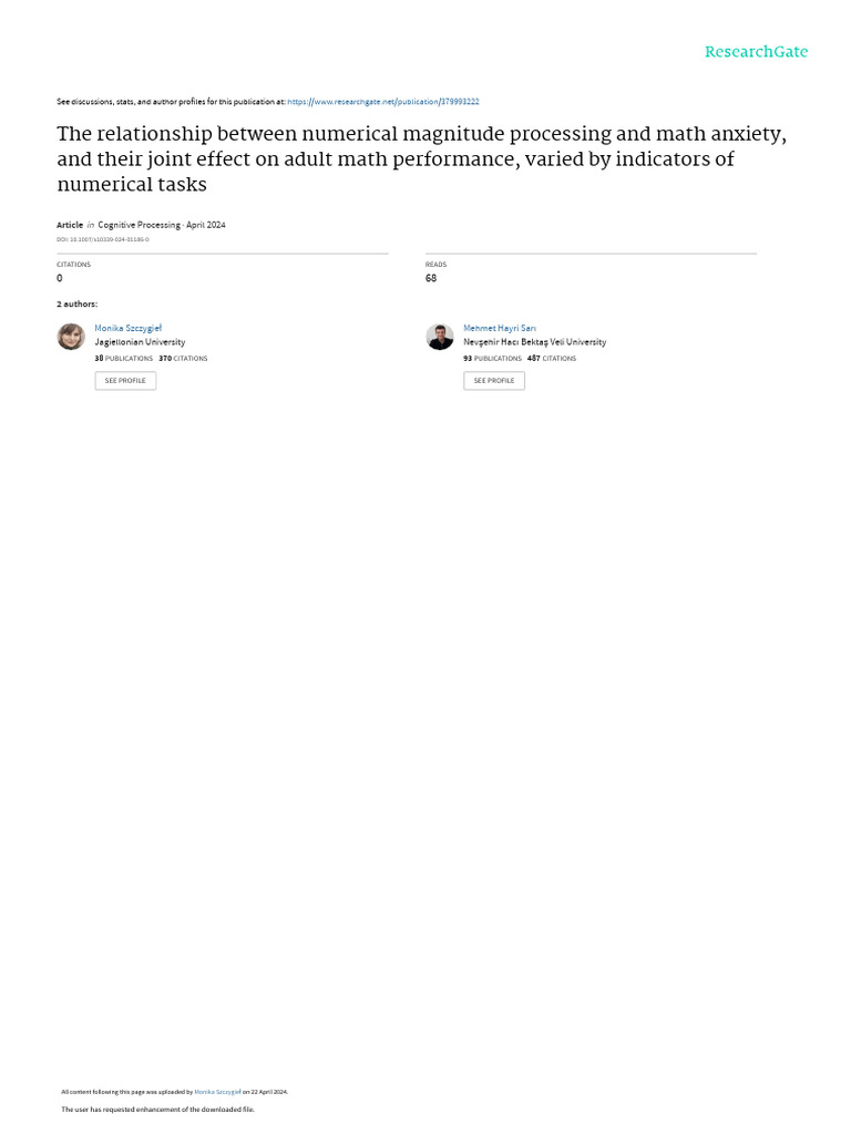 Math Anxiety & Performance Study | PDF | Mathematics | Accuracy And ...