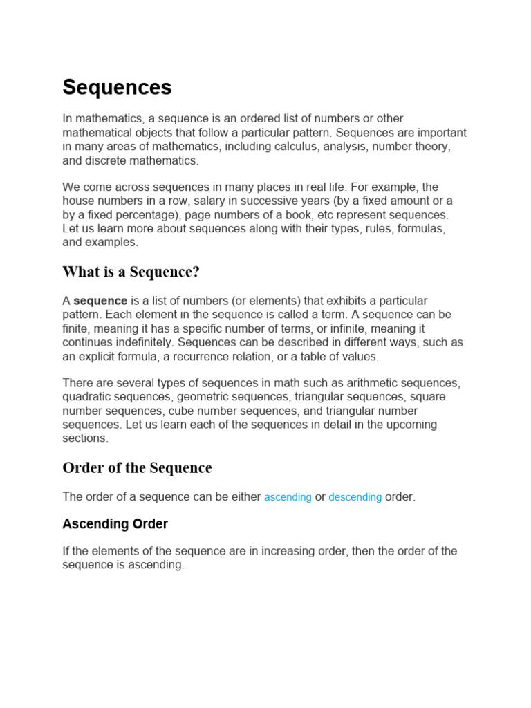 Sequences | PDF | Sequence | Numbers
