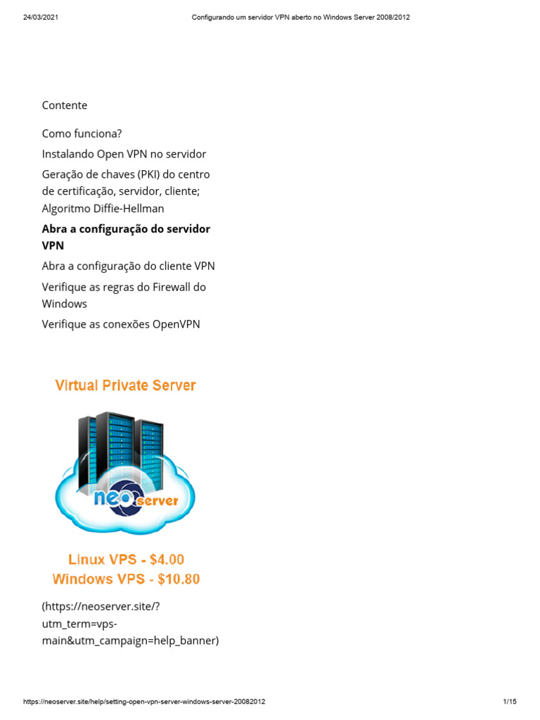 Configurando Um Servidor VPN Aberto No Windows Server 2008 - 2012 | PDF ...