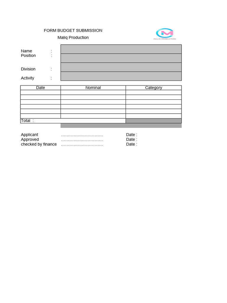 Budget Submission Form Template | PDF | Finance & Money Management
