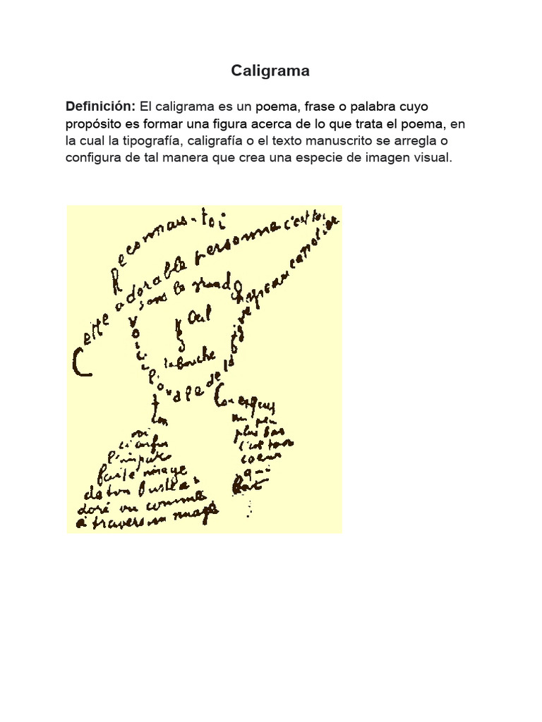 Ejemplos de Caligrama | PDF