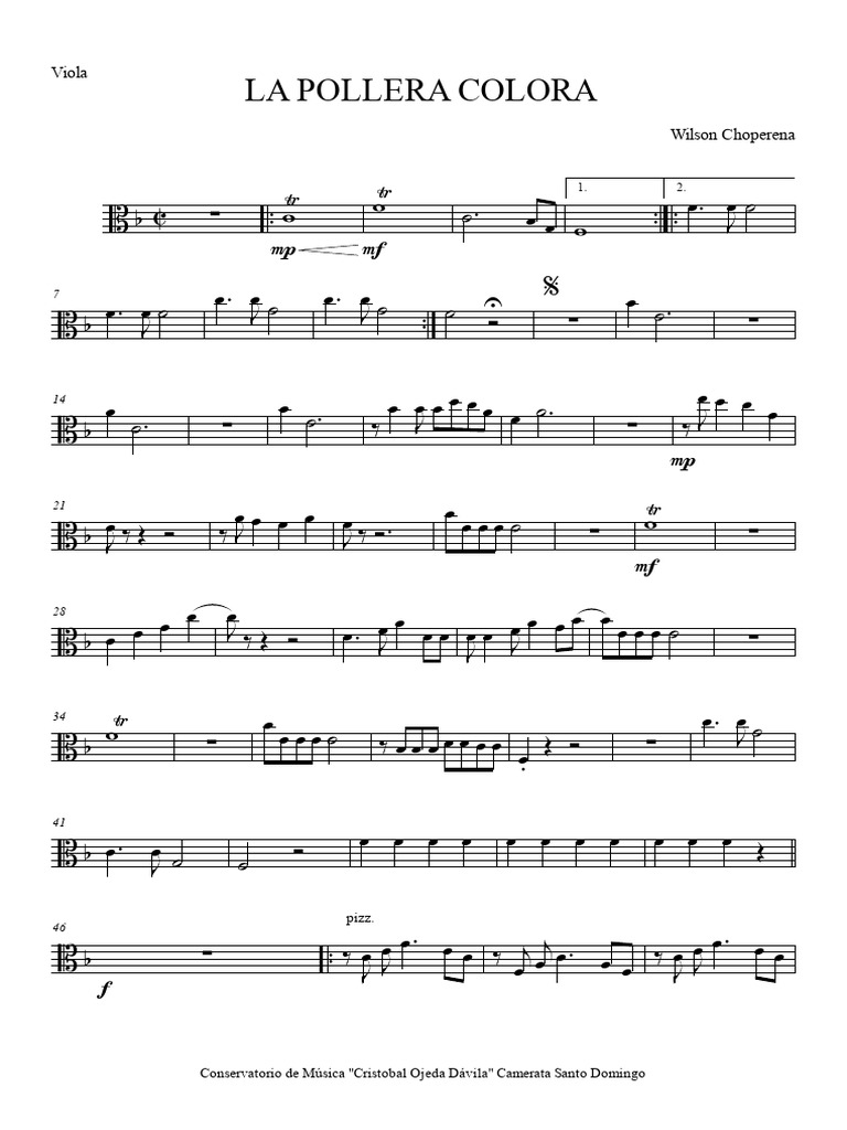 La Pollera Colora - Camerata - Viola | PDF