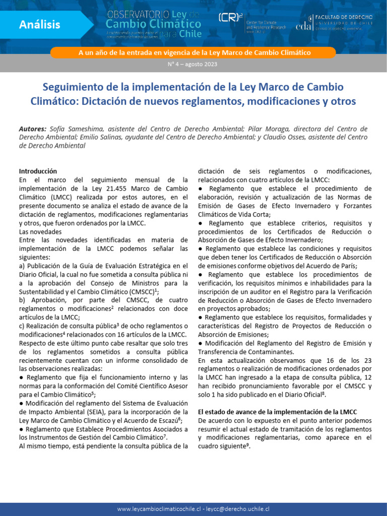 Avance en Reglamentos de la LMCC | PDF | Evaluación de impacto ...