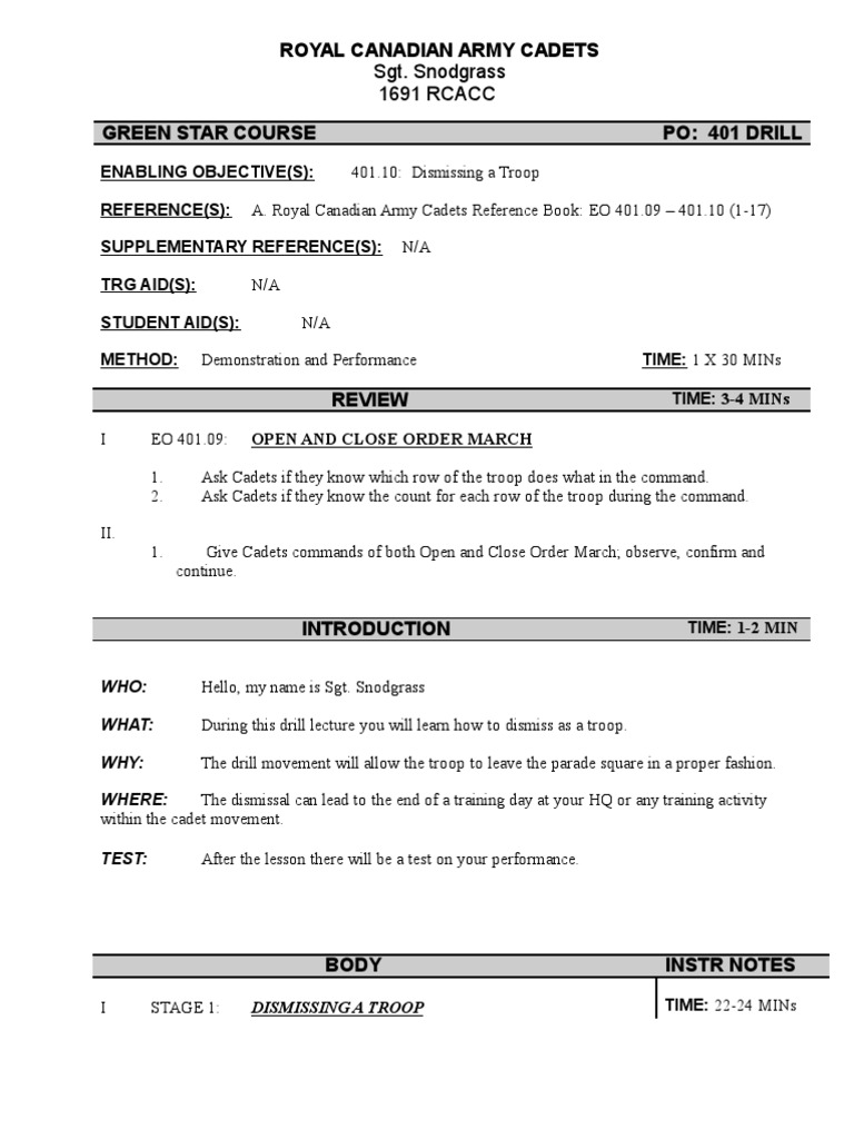 Royal Canadian Army Cadets: Sgt. Snodgrass 1691 RCACC | PDF | Learning