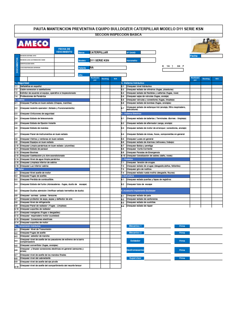 Mantenimiento Preventivo Bulldozer D11 KSN | PDF | Rodamiento (Mecánico ...