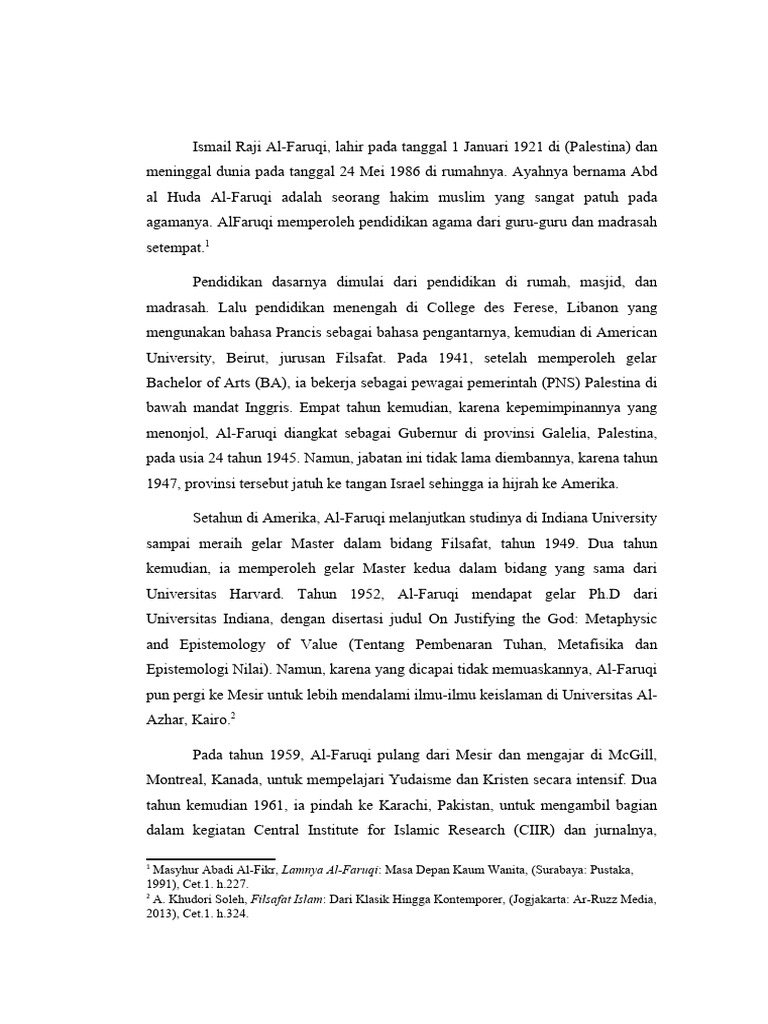 Biografi Ismail Raji Al-Faruqi | PDF