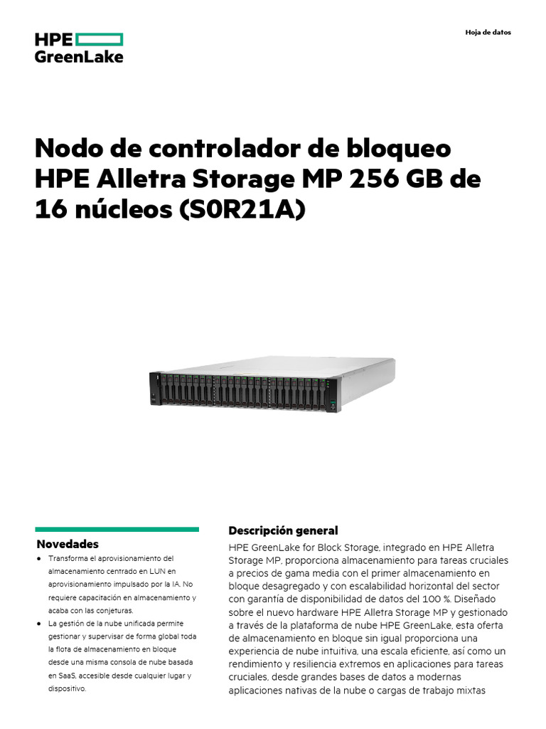 STORAGE - HPE Alletra Storage MP 256GB 16-Core Block Controller Node ...
