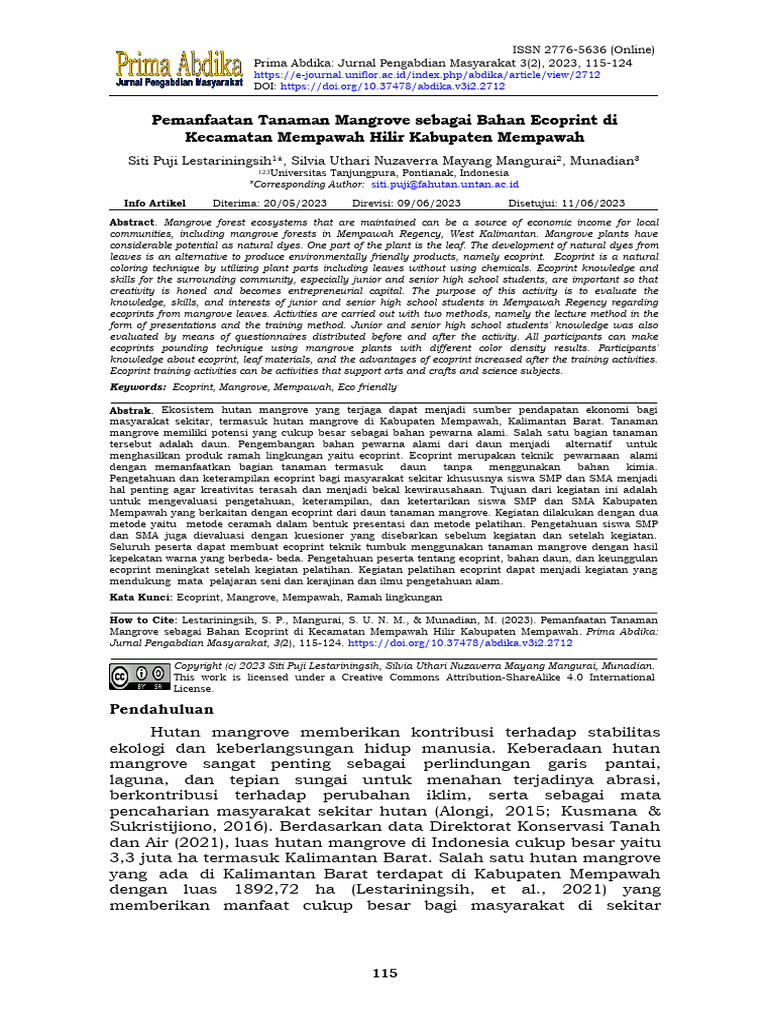 Pemanfaatan - Tanaman - Mangrove - Sebagai - Bahan - Ecoprin in ...