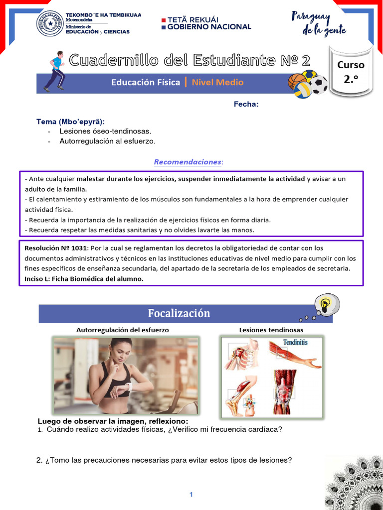 2C - Tema 2 - Lesiones Oseo-Tendinosa y Autoregulación | PDF | Tendón | Ritmo cardiaco