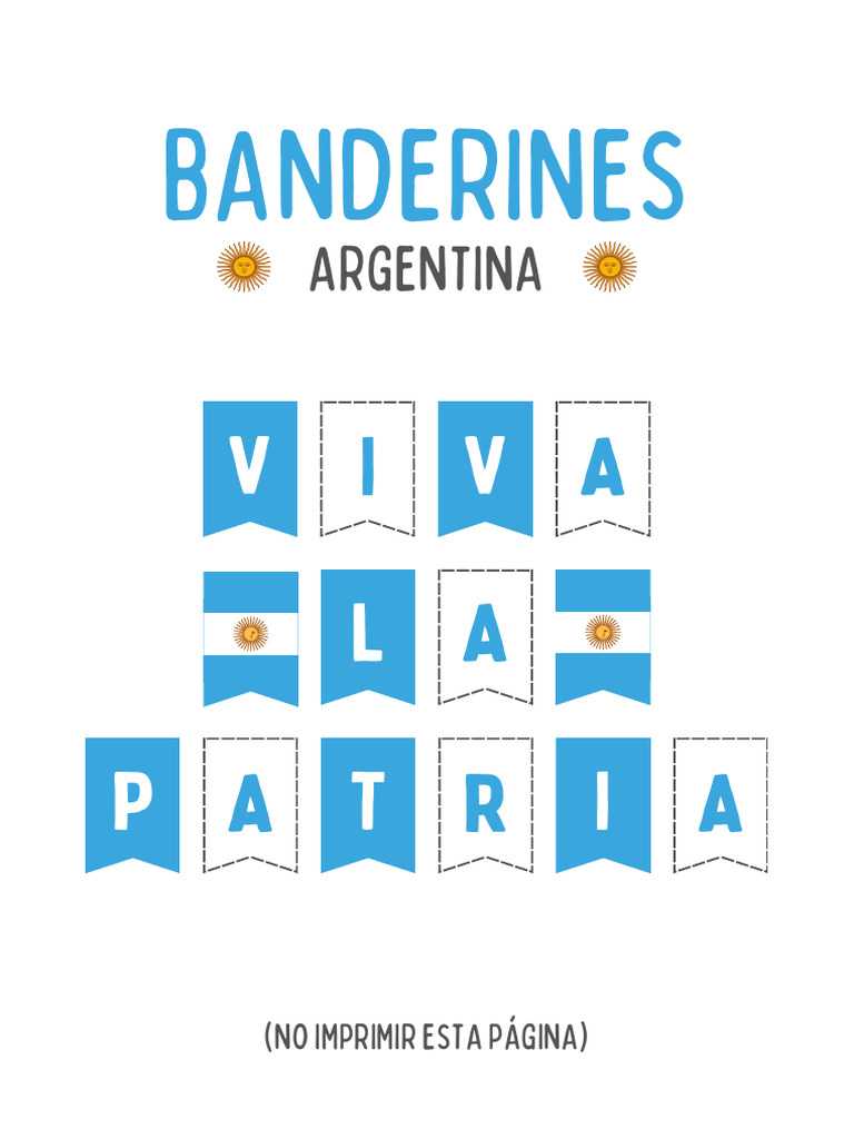 Banderines viva la patria Argentina simples celeste y blanco | PDF