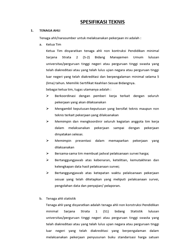 Spek Teknis1 | PDF