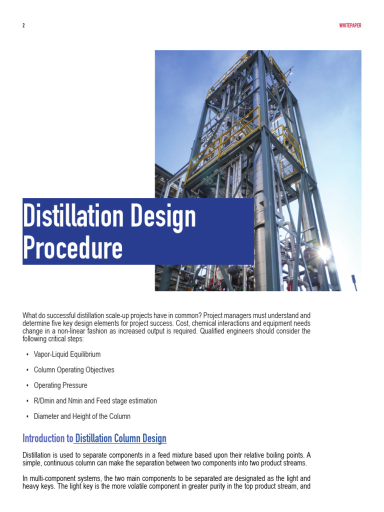 Whitepaper - Distillation Design Procedure | PDF | Distillation | Applied And Interdisciplinary ...