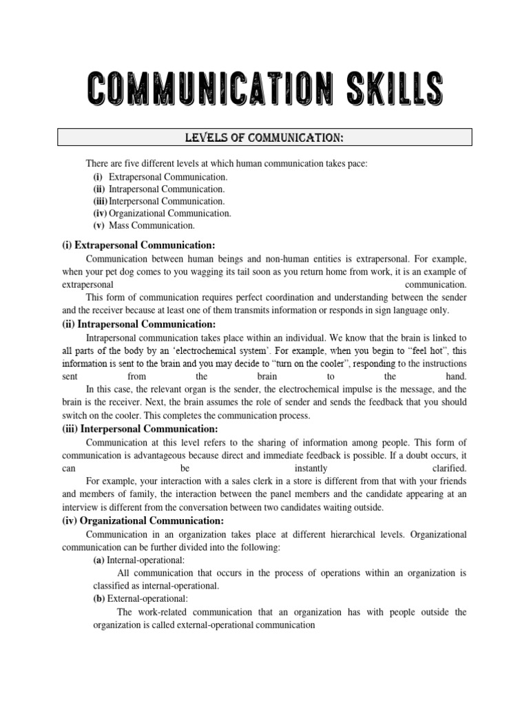 Levels Of Communication | PDF | Communication | Information