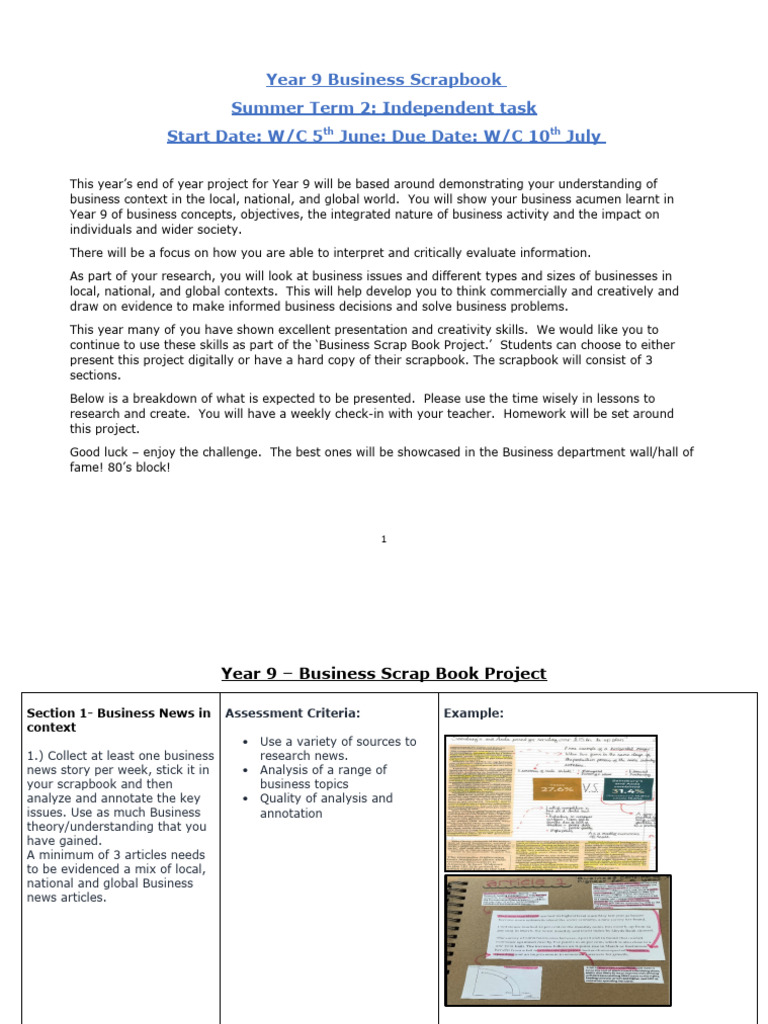 Year 9 Business Scrap Book Project | PDF | Scrapbooking | Brand