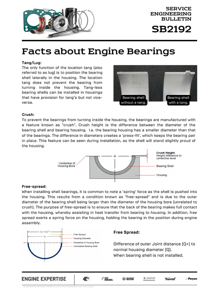 Facts About Engine Bearings: Service Engineering Bulletin | PDF | Mechanical Engineering