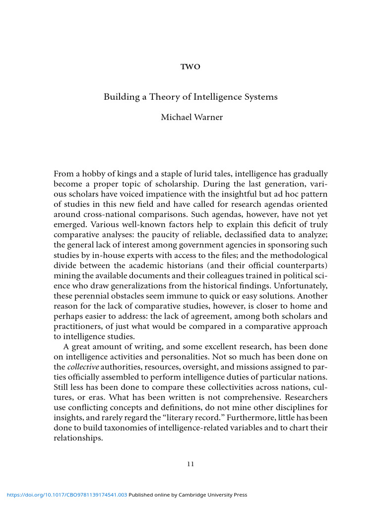 building-a-theory-of-intelligence-systems | PDF | Intelligence | Espionage