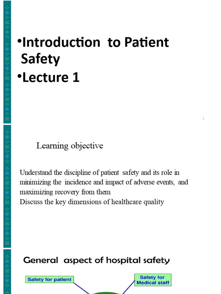 1-Introduction To Patient Safety | PDF | Patient Safety | Health Care