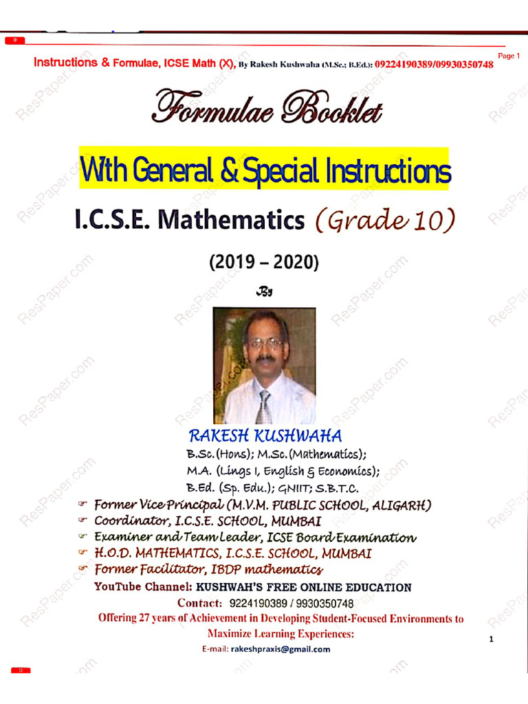 Math Formulae Booklet | PDF