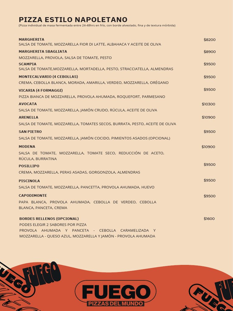 Fuego Menús 01.2024 | PDF | Pizza | pesto