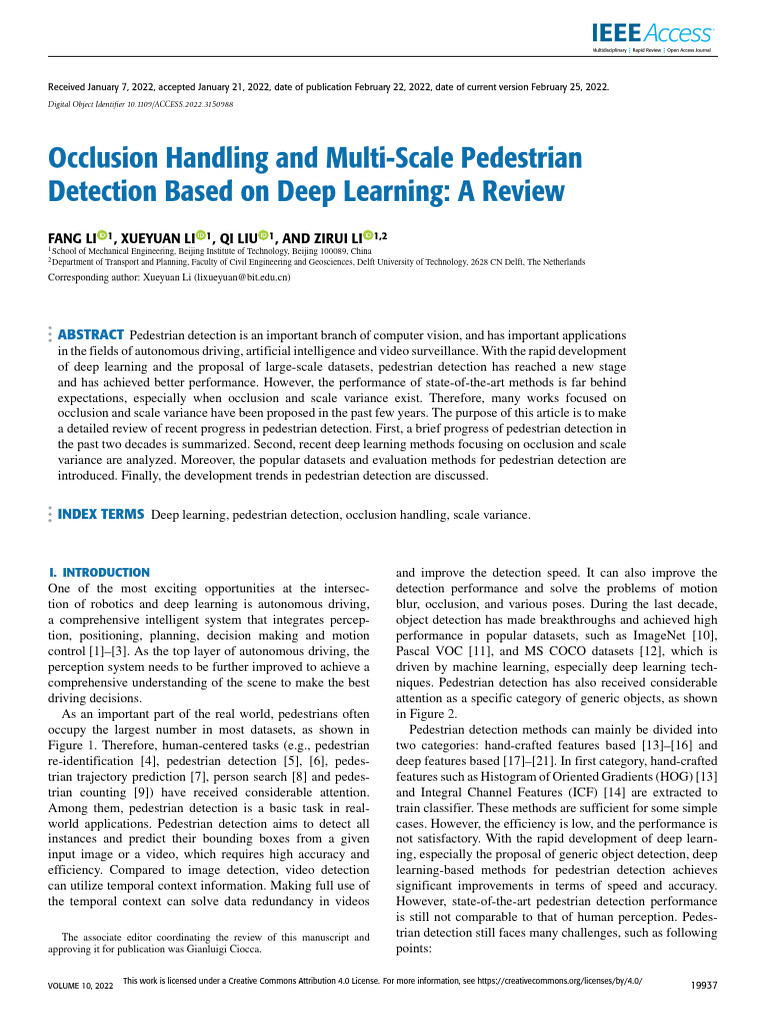 Occlusion Handling and Multi-Scale Pedestrian Detection Based On Deep Learning A Review | PDF ...