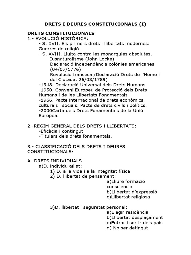 4 Esquema Drets I Deures Constitucionals | PDF