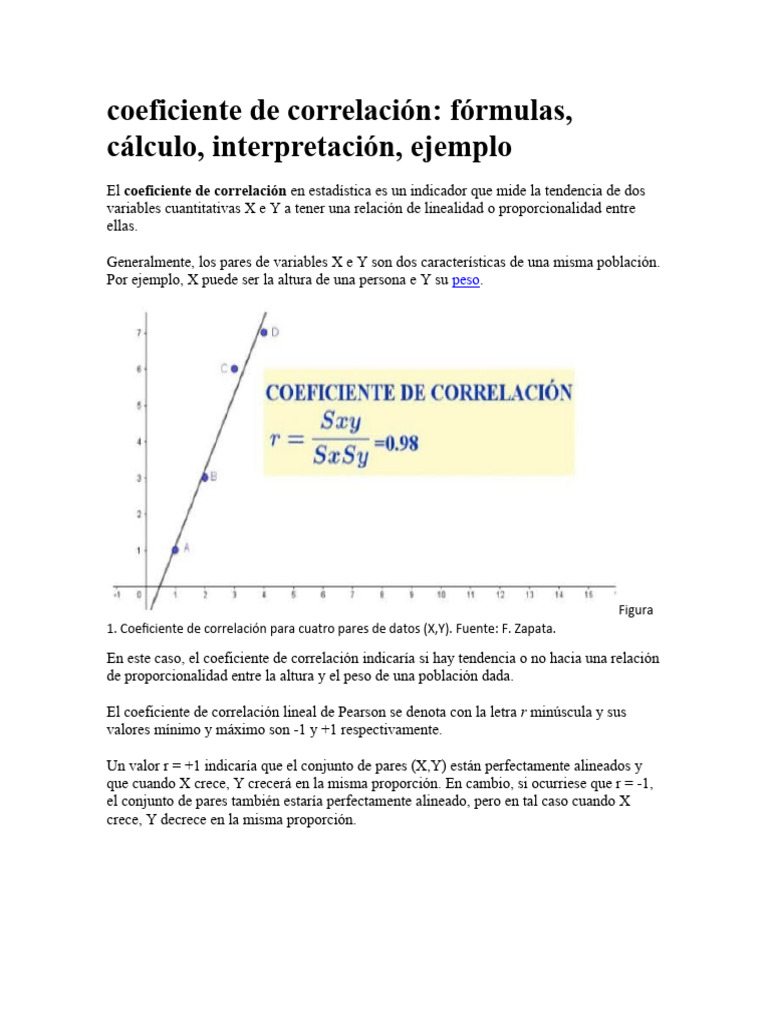 Fórmulas del Coeficiente de Correlación | PDF | Regresión lineal ...