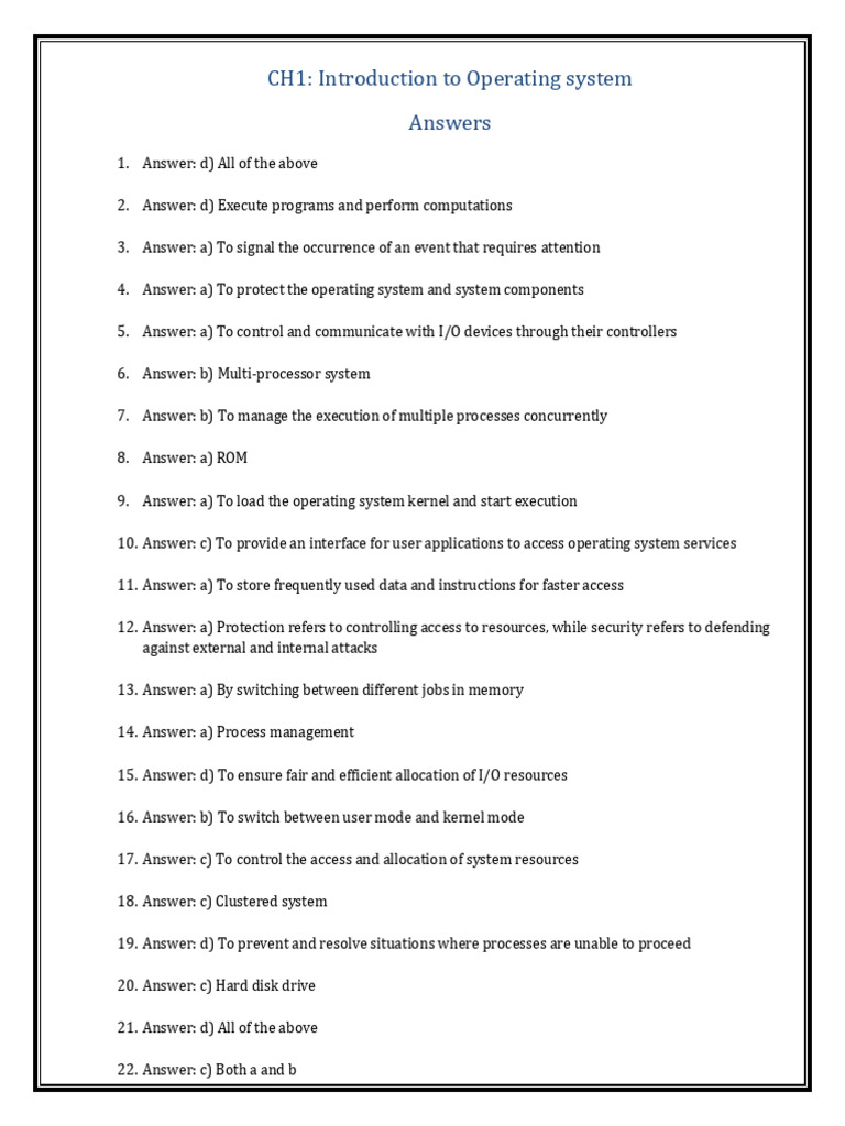 ch1 Answers | Download Free PDF | Operating System | Computer Data Storage