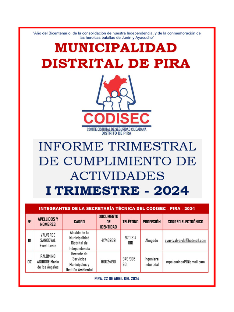Informe Trimestral de Actividades Codisec | PDF | Cibercrimen | Policía