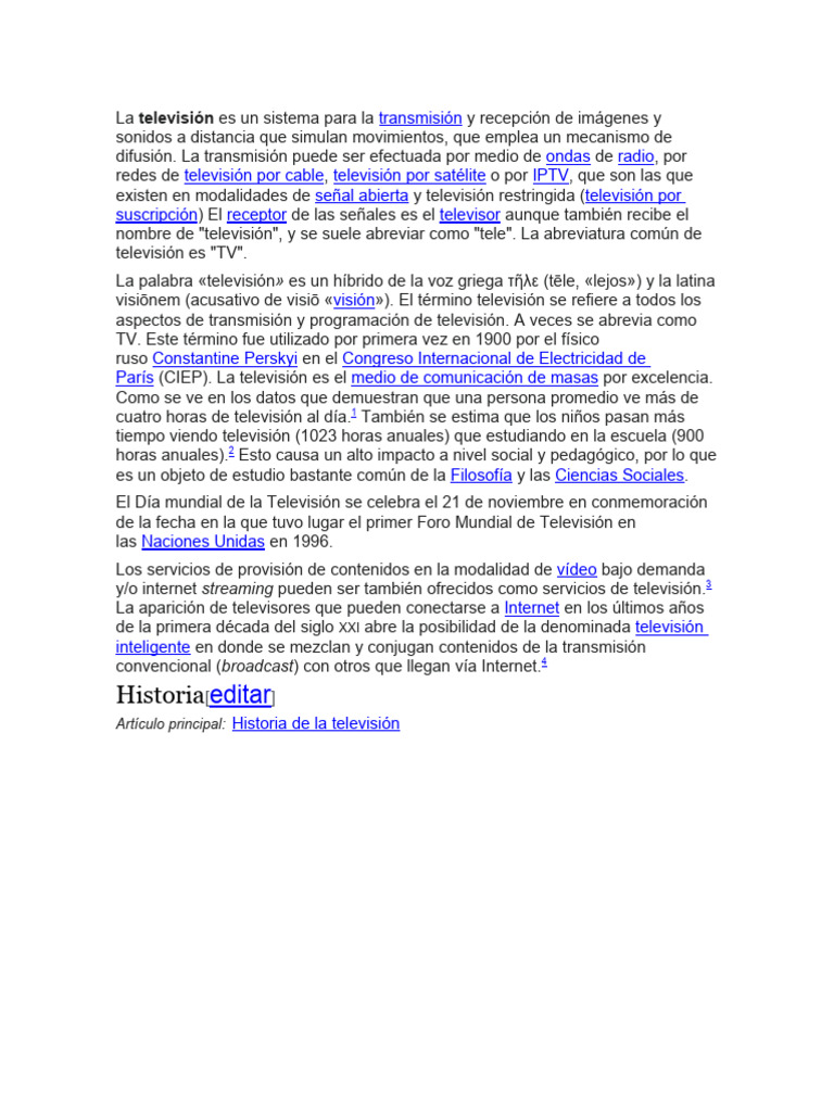 Evolución de la Televisión desde 1925 | PDF | Televisión ...