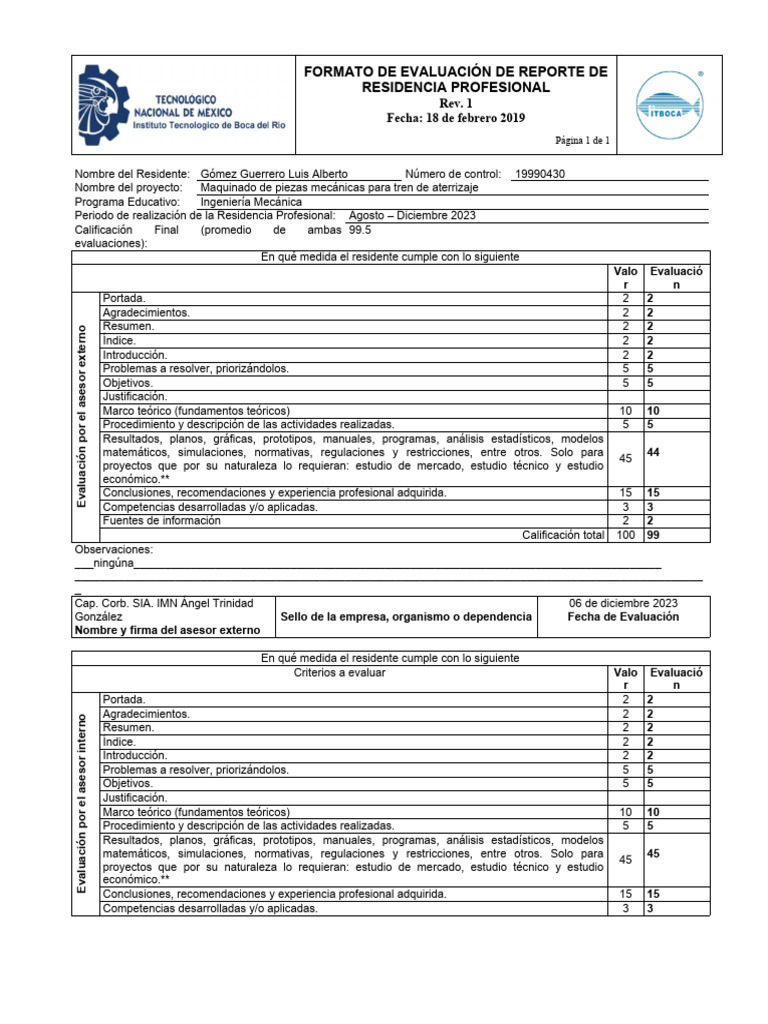 Evaluacion de Reporte de Residencia Profesional | PDF | Simulación | Evaluación
