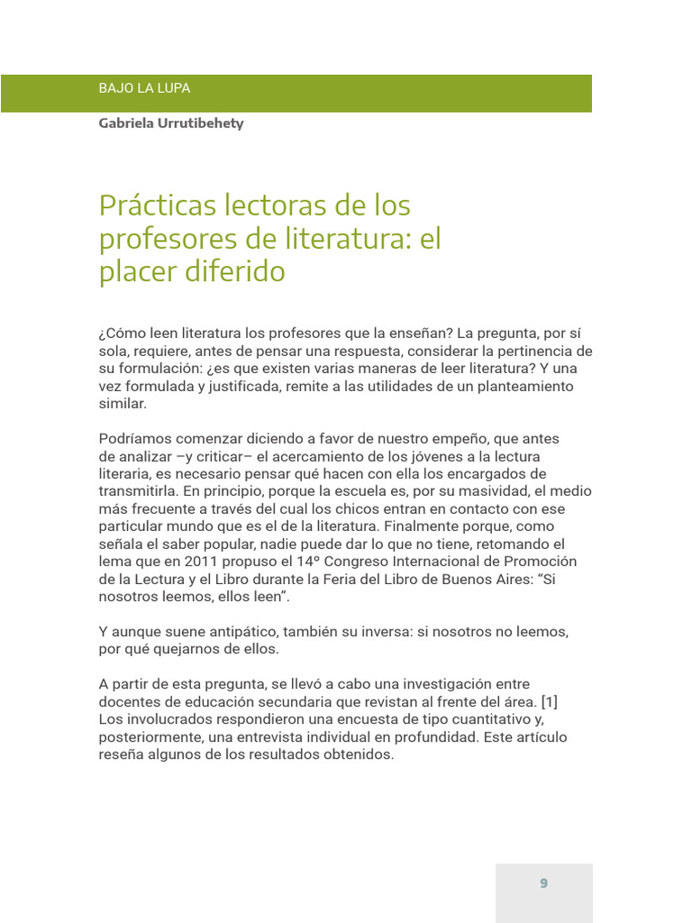 Prácticas lectoras de profesores de literatura | PDF | Enseñando | Maestros