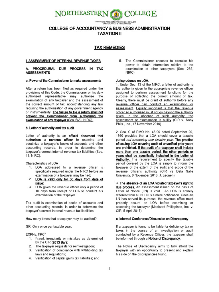 Tax Remedies Lecture 3 | PDF | Tax Refund | Taxes