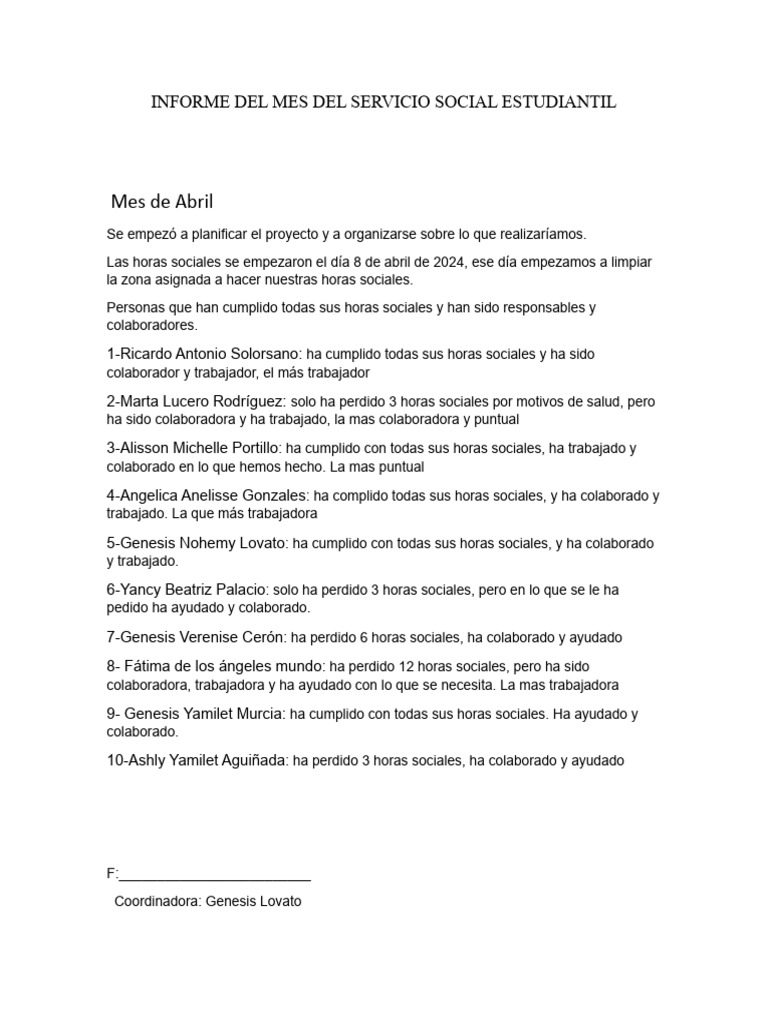 Informe Del Mes | PDF