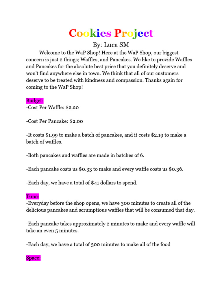 Cookies Project | PDF