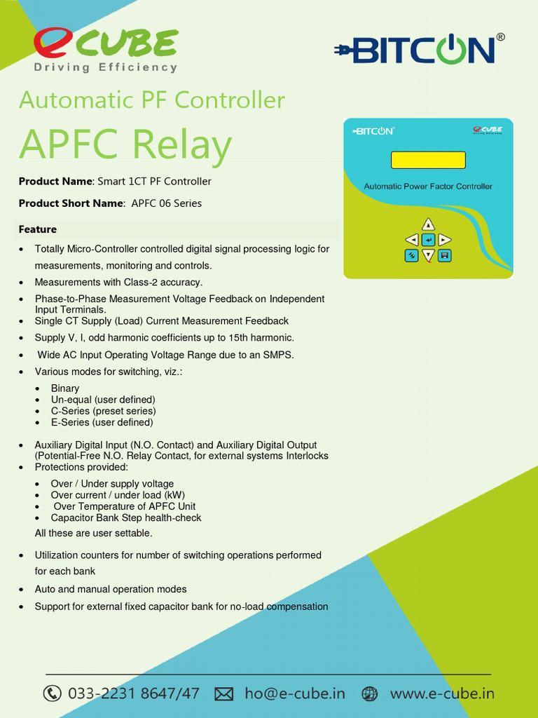 BITCON 1CT PFC Controller - Technical Datasheet Latest | PDF | Relay ...