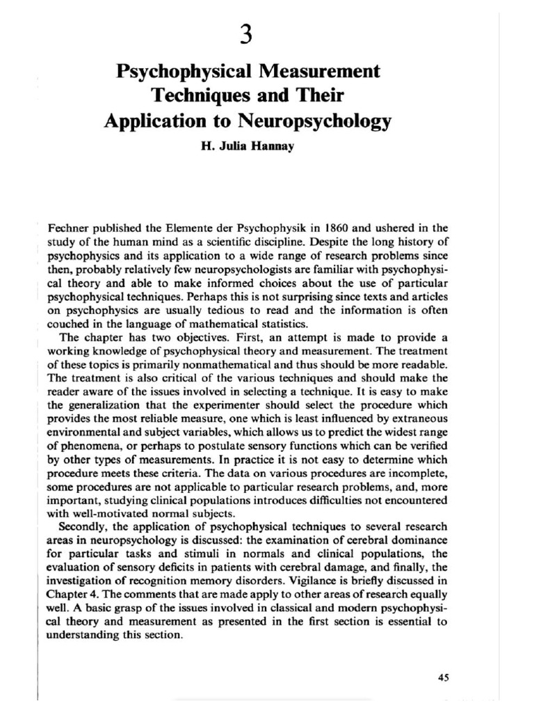 Hannay ch3 Psychophysics | PDF