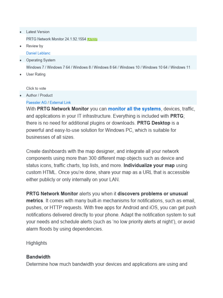 PRTG | PDF | Computer Network | Application Software