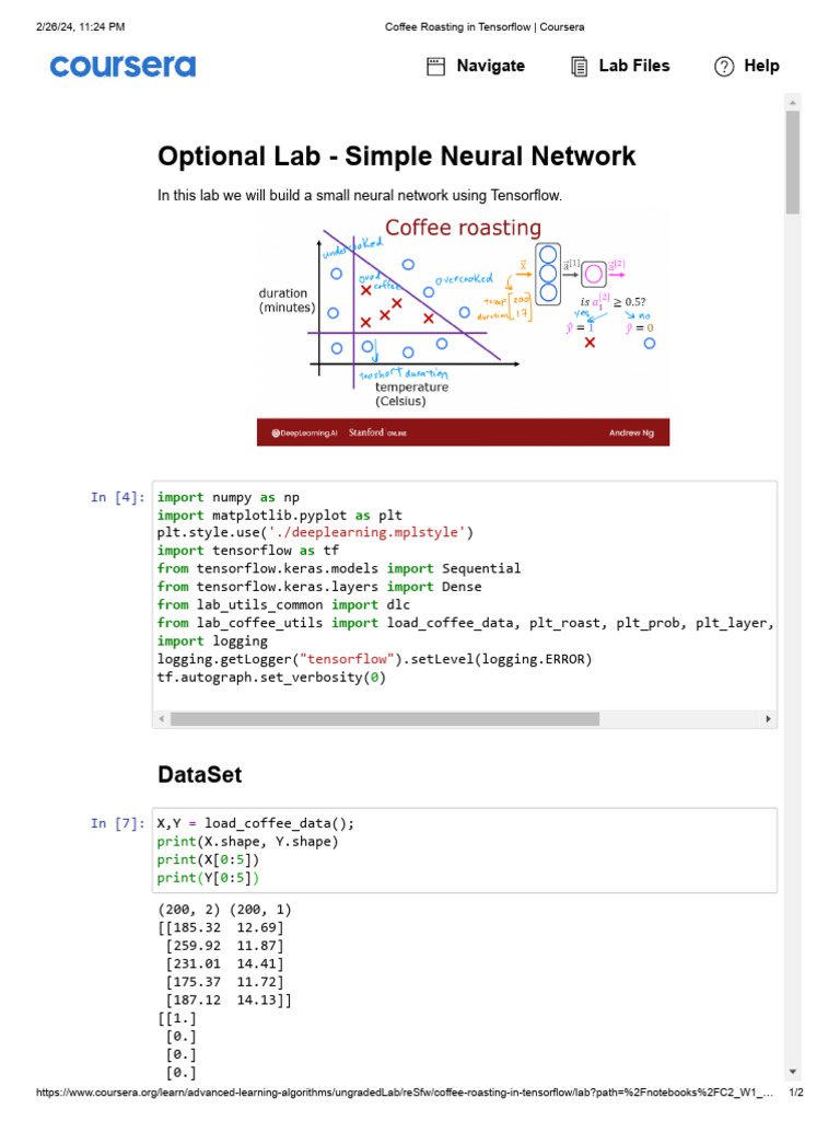 Coffee Roasting in Tensorflow - Coursera | PDF