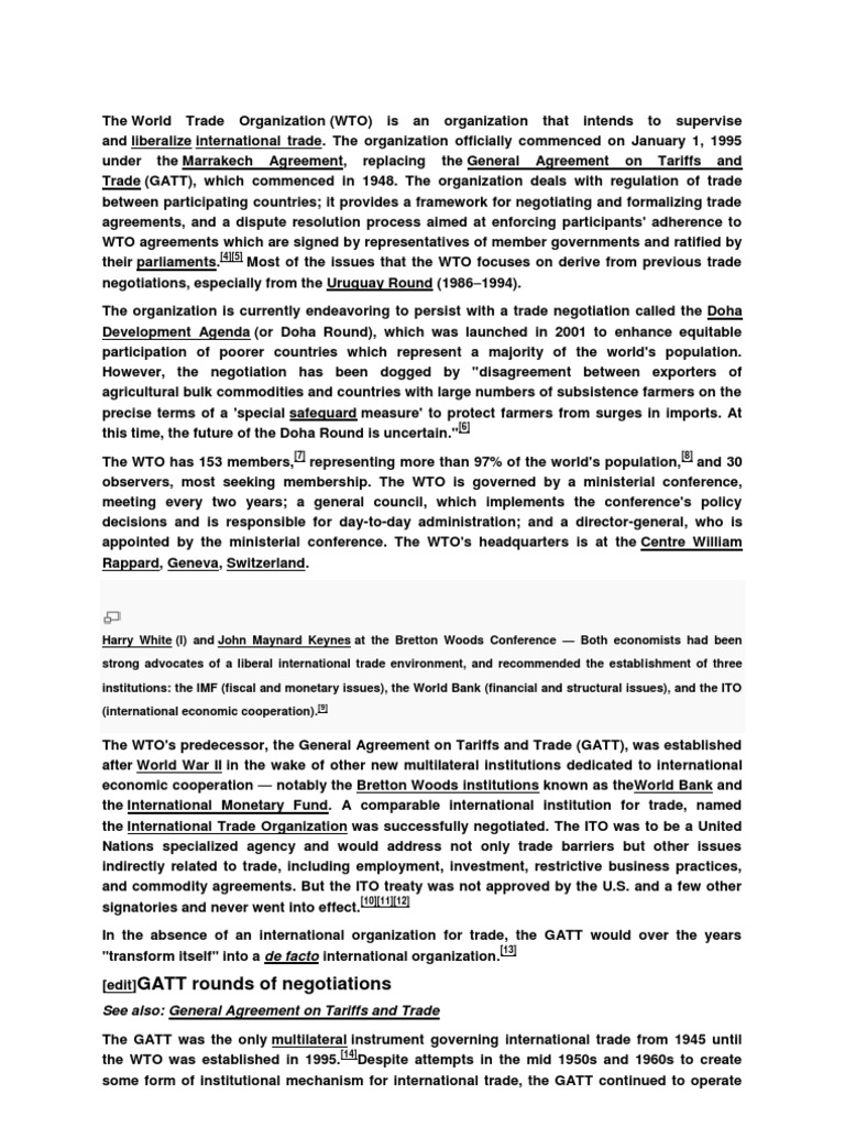GATT Rounds of Negotiations: See Also: General Agreement On Tariffs and ...