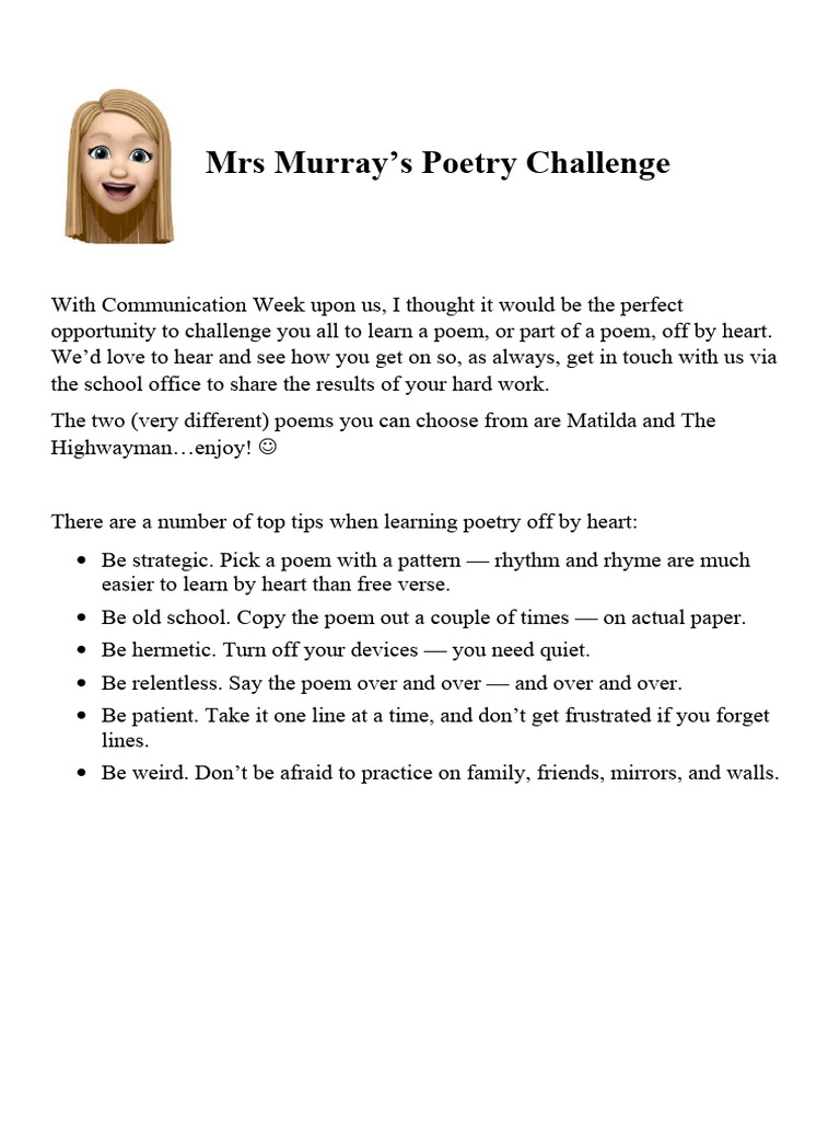 Poetry Memorization Tips for Students | PDF | Poetry | General Fiction