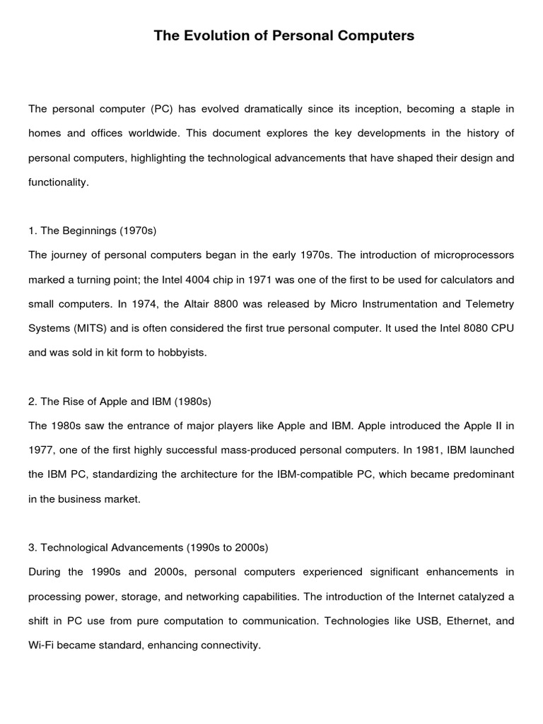 The Evolution of Personal Computers Updated Ai New | PDF | Personal Computers | Intel