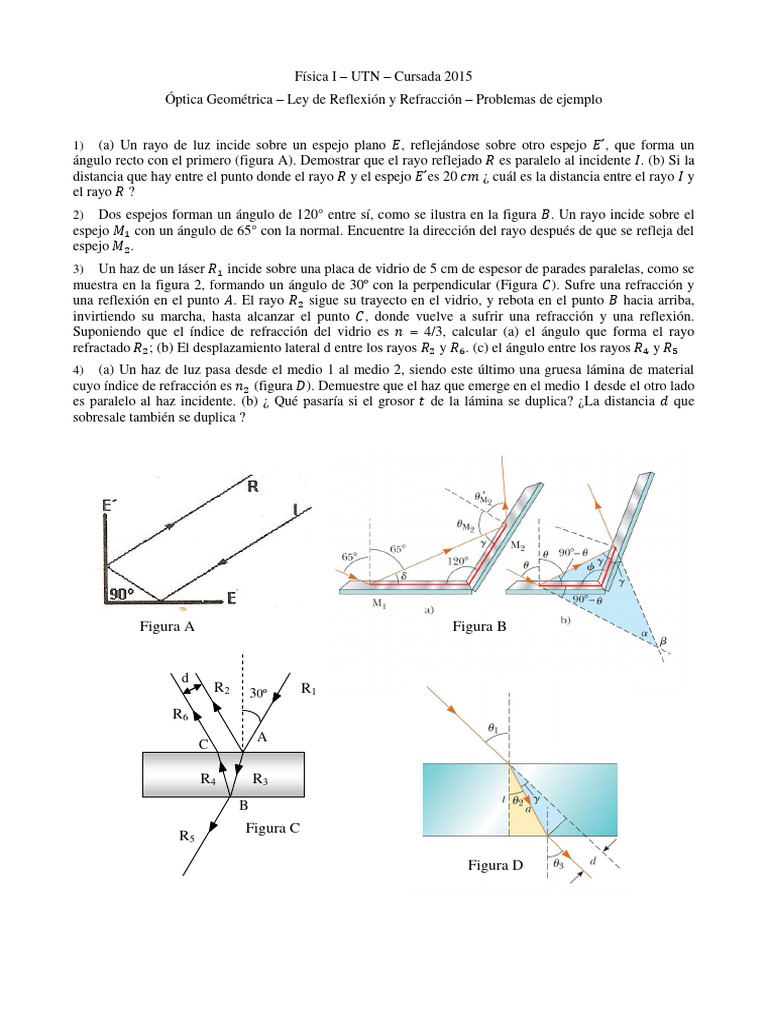 TP1 - Ley de Reflexión y Ley de Refracción - Fís I UTN - 2015 | PDF ...