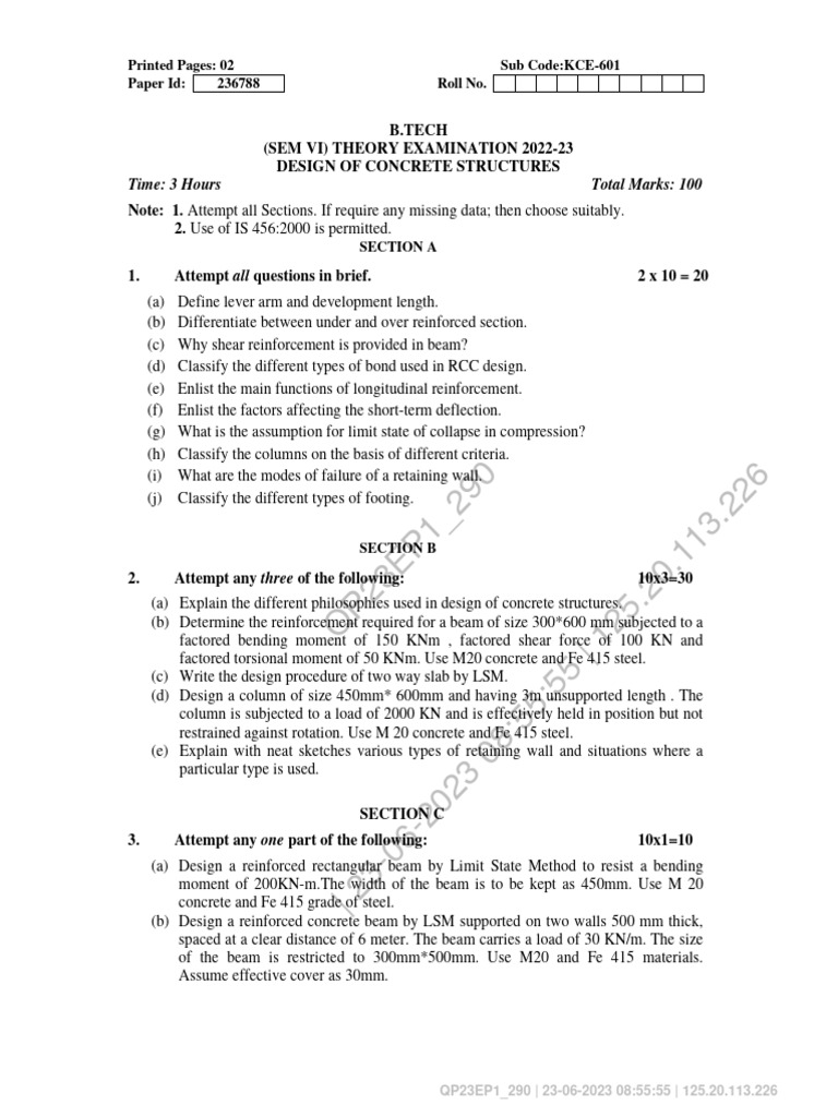DESIGN-OF-CONCRETE-STRUCTURES-KCE-601 | PDF | Beam (Structure ...