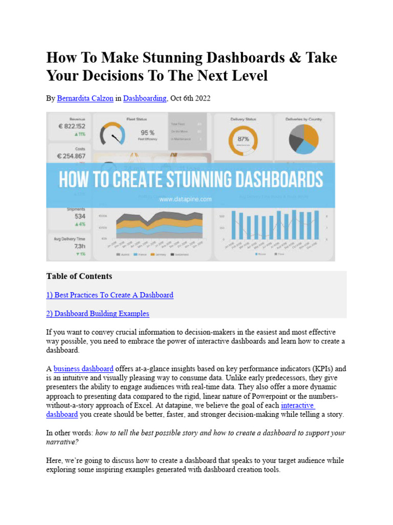 How To Make Stunning Dashboards | PDF | Performance Indicator | Chart