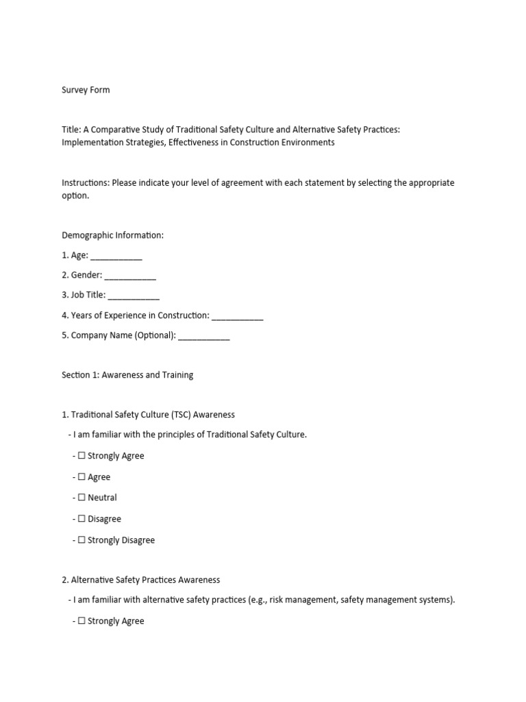 Survey Form | Download Free PDF | Personal Protective Equipment ...