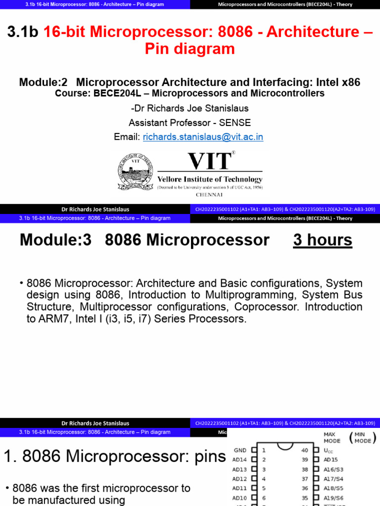 8086 Microprocessor Pin Diagram Overview | PDF | Central Processing Unit | Microprocessor