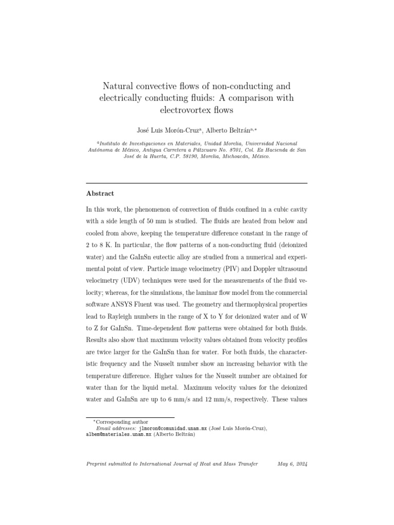 Comparison Of Natural Convection Behavior For Non Conducting And An Electrically Conducting